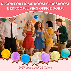 CPLA Moon Lamp, 16 Colors LED Night Light 3D Printing Moon Light with Stand & Remote/Touch Control and USB Rechargeable, Gifts for Kids Friends Lover Birthday (Diameter 4.8 INCH)