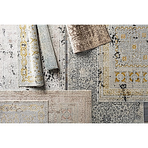 Mark&Day Area Rugs, 5x7 Herblay Global Rose Area Rug, Camel Beige Grey Carpet for Living Room, Bedroom or Kitchen (5'1" x 7'3")