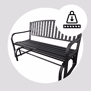 Four Seasons Courtyard Outdoor Patio Bench Glider Backyard Garden, Front Porch, or Walking Path Furniture Seat with Powder Coated Steel Frame, Black