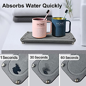 ZGWJ 2PCS Instant Dry Sink Caddy for Kitchen Sink Organizer Fast Drying Stone Sink Tray for Bathroom Diatomaceous Earth Sink Sponge Holder