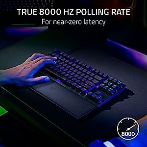 Razer Huntsman V2 TKL Tenkeyless Gaming Keyboard: Fast Linear Optical Switches Gen2 w/Sound Dampeners & 8000Hz Polling Rate - Detachable TypeC Cable - Doubleshot PBT Keycaps - Ergonomic Wrist Rest