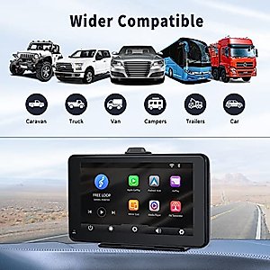 CAMECHO Apple CarPlay & Android Auto Car Stereo, 7" Touch Screen Portable Navigation Devices Car Radio with Apple Airplay,Bluetooth, Mirror Link, Voice Control, Dash or Windshield Mount