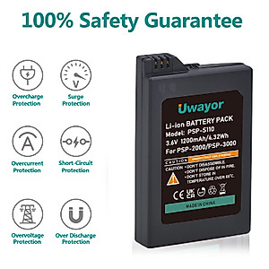 Uwayor PSP 2000 Rechargeable Battery for Sony PSP-2000 PSP-3000 PSP-S110 Console, PSP-2001, PSP-3000, PSP-3001, PSP-3002, PSP-3004 Console