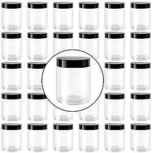 ZEONHEI 30 Pack 8 Oz Plastic Jars with Lids, 250ml Clear Plastic Storage Jars, Wide Mouth Clear Empty Plastic Containers for Food Storage Cream Jam Samples Spices