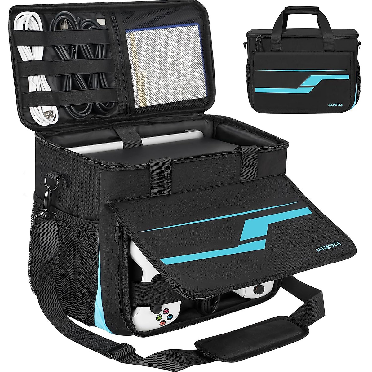 Deegotech Travel Carrying Case Compatible with Xbox Series X/S, Portable Storage Game Bag with Extra Console Protection Padded, Multiple Pockets for 15.6”Laptop Controller Headsets Game Accessories