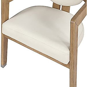 Meridian Furniture Carlyle Collection Modern | Contemporary Dining Chair, Solid Wood Finish, Soft Faux Leather, Brushed Chrome Accents, 24" W x 23.5" D x 29" H, Cream