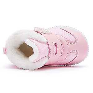 BMCiTYBM Baby Boy Girl Boots Winter Warm Snow Boots Lightweight Walking Shoes Infant First Walkers 6 9 12 18 24 Months Pink 12-18 Months