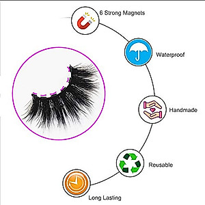 DAODER Magnetic Eyelashes Magnetic Lashes with 4 Tubes Eyeliner Kit 6 Magnets Natural Dramatic Lashes Mixed Wispy Long False Eyelashes Reusable 10 Pairs