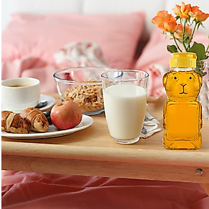 ALMOXVYE 20 Pack Plastic Honey Bottle, 6 Oz Bear Honey Jars Squeeze Honey Bottle with Flip-Top Caps for Storing and Dispensing Honey, Juice