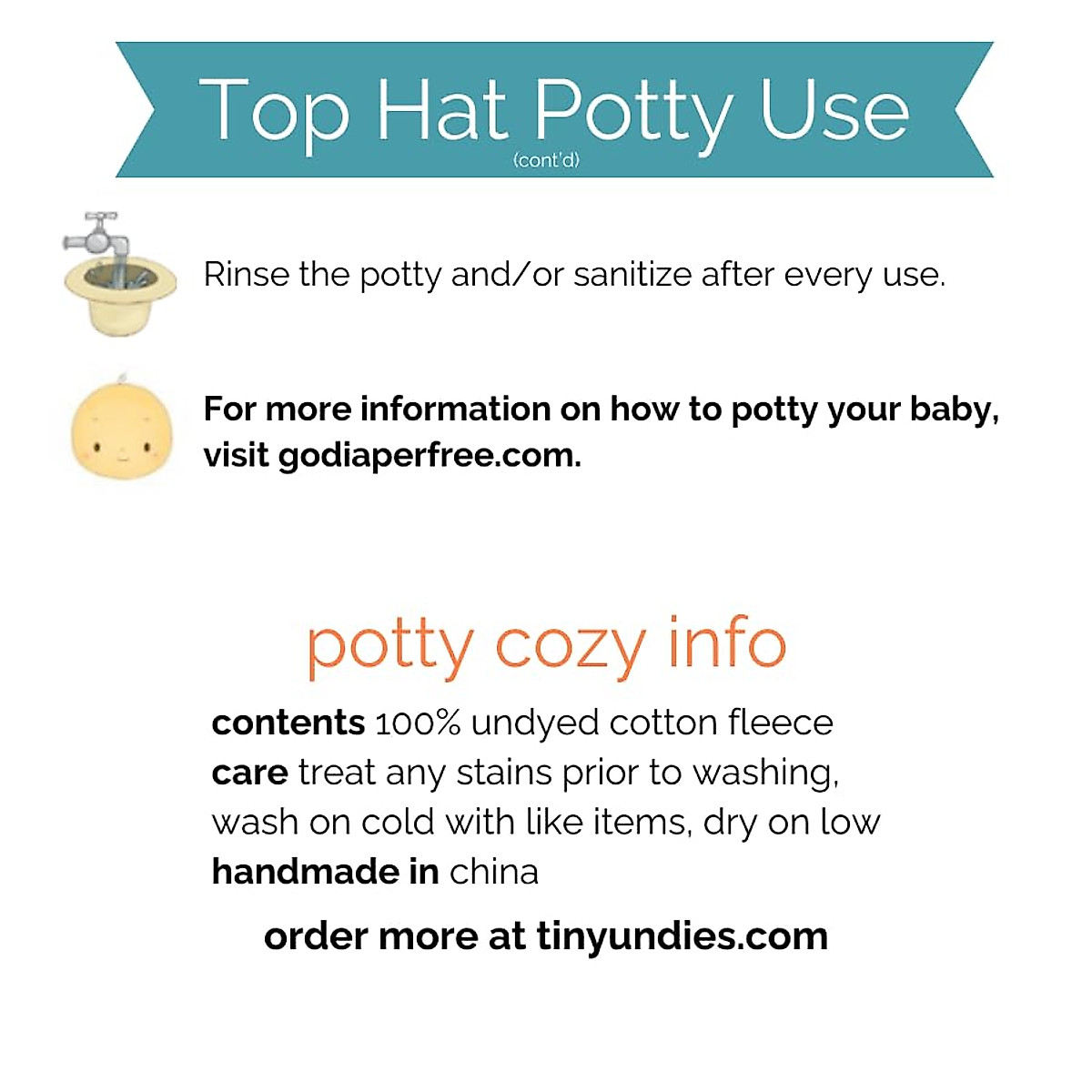 Top Hat Potty for Newborn Infant Potty Training | Elimination Communication | Includes 100% Cotton Undyed Fleece Cozy | Anti-Slip Rubber Band | for EC Baby Potty Training (Grey)