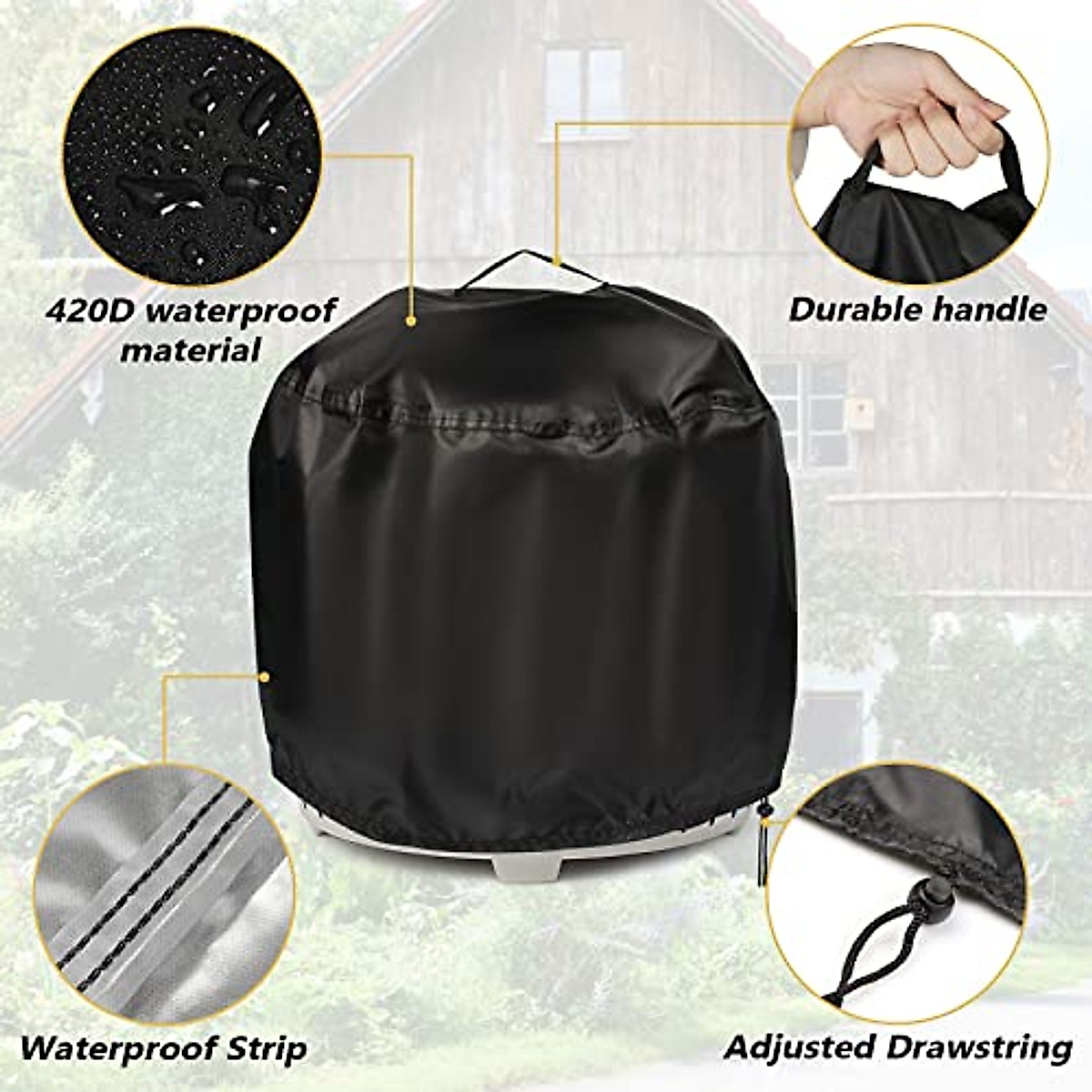 Hohong 22 Inch Fire Pit Cover Round, Pan Stove Firepit Cover Outdoor Fire Pit Cover for EAST OAK Smokeless Firepit All Season Protection Waterproof Dustproof - 22"Dia x 14.5"H