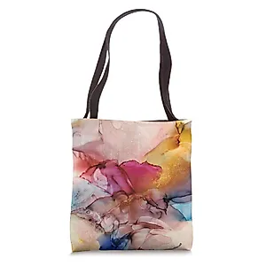 Colorful Modern Art Alcohol Ink Painting, Distressed Pattern Tote Bag