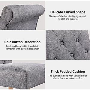 Yaheetech Dining Chairs Set of 2 Fabric Upholstered Dining Chairs High Back Padded Chairs Button Tufted Parsons Kitchen Chairs With Solid Wood Legs for Home, Dining Room, Kitchen, Dark Gray(1 package)