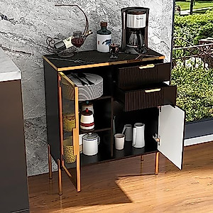 scolyk Buffet Cabinet with Storage:Black Cabinet with Drawers,Farmhouse Coffee Bar Cabinet with Storage,Black Buffet Cabinet,Kitchen Sideboard Cabinet