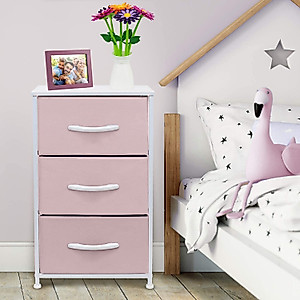 Sorbus Kids Dresser with 10 Drawers and 3 Drawer Nightstand Bundle - Matching Furniture Set - Storage Unit Organizer Chests for Clothing - Bedroom, Kids Rooms, Nursery, & Closet (Pink)