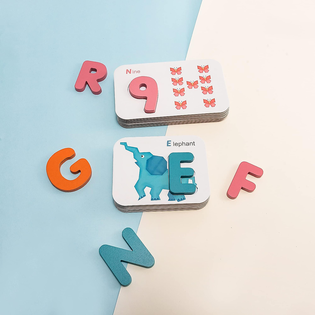 XJYQJD Number Alphabet Flash Cards for Toddlers 3-5 Years, Montessori Alphabet Learning Toys Puzzle ABC Flash Cards Sight Words Games Wooden Letters Matching Animal Flashcards for Toddlers 2-4 Years