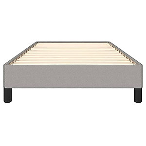 vidaXL Bed Frame, Upholstered Platform Bed, Single Bed Base with Wooden Slats Support for Bedroom, Light Gray 39.4"x74.8" Twin Fabric