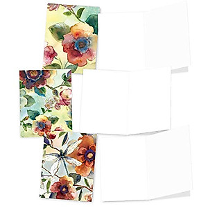 The Best Card Company - 20 Assorted Blank Plant Cards Boxed (4 x 5.12 Inch) (10 Designs, 2 Each) - Watercolor Botanicals AM3314OCB-B2x10