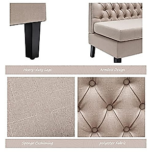 TONGLI Modern Settee Bench Banquette loveseat Sofa Button Tufted Fabric Sofa Couch Ding Bench Chair 2-Seater