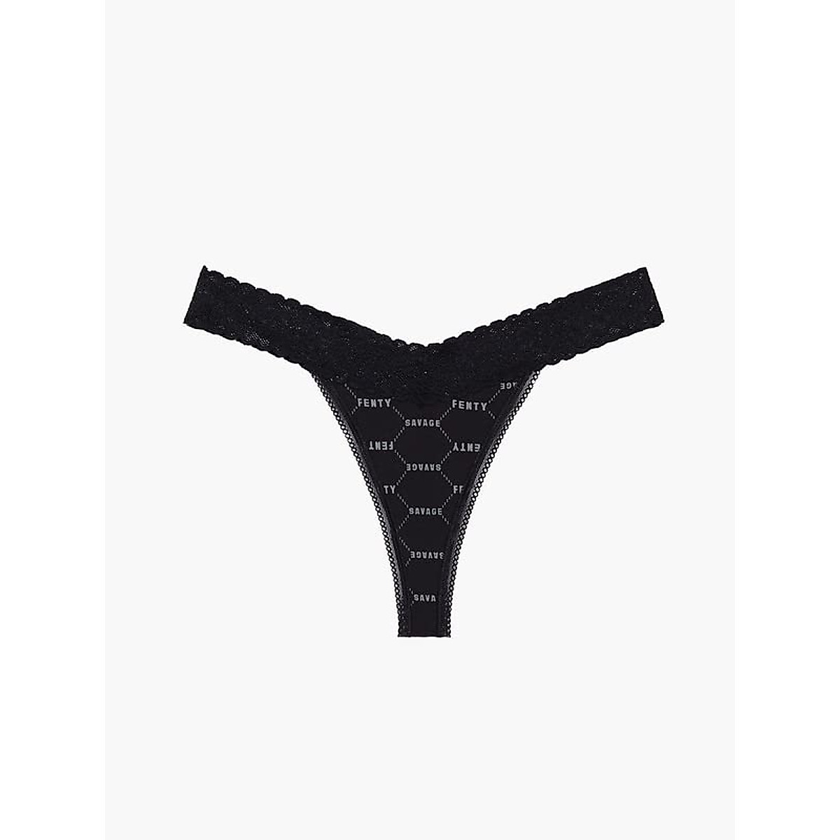 Savage X Fenty, Women's, Cotton Essentials Thong, Minimal coverage, Cotton, Low-rise, Black Caviar Logo Print, M