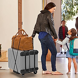 Ronlap Folding Hand Truck, Portable Dolly Cart Foldable Lightweight, 4 Wheels Push Cart Dolly for Moving, 265lbs Heavy Duty Moving Dollys with Wheels, Small Platform Hand Cart with 2 Ropes, Black