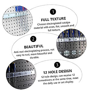 Hohopeti 1pc Screwdriver Holder Wall Mount Clothes Mounted Organizer Wall Mount Tool Garage Wall Tool Mounted Clothes Rack Wrench Rack Hand Tool Rack Bolts Silver Steel Galvanized