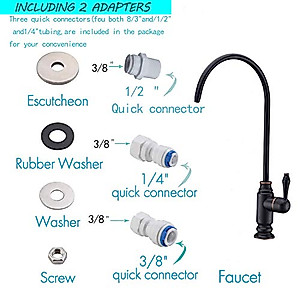 Kmeino (Oil Rubbed Bronze) Water Drinking Faucet 100% Lead-Free Water Filter Faucet Fits Most RO Units or Water Filtration System Stainless Steel Body Sink Water Filtration Faucet Mini Tube