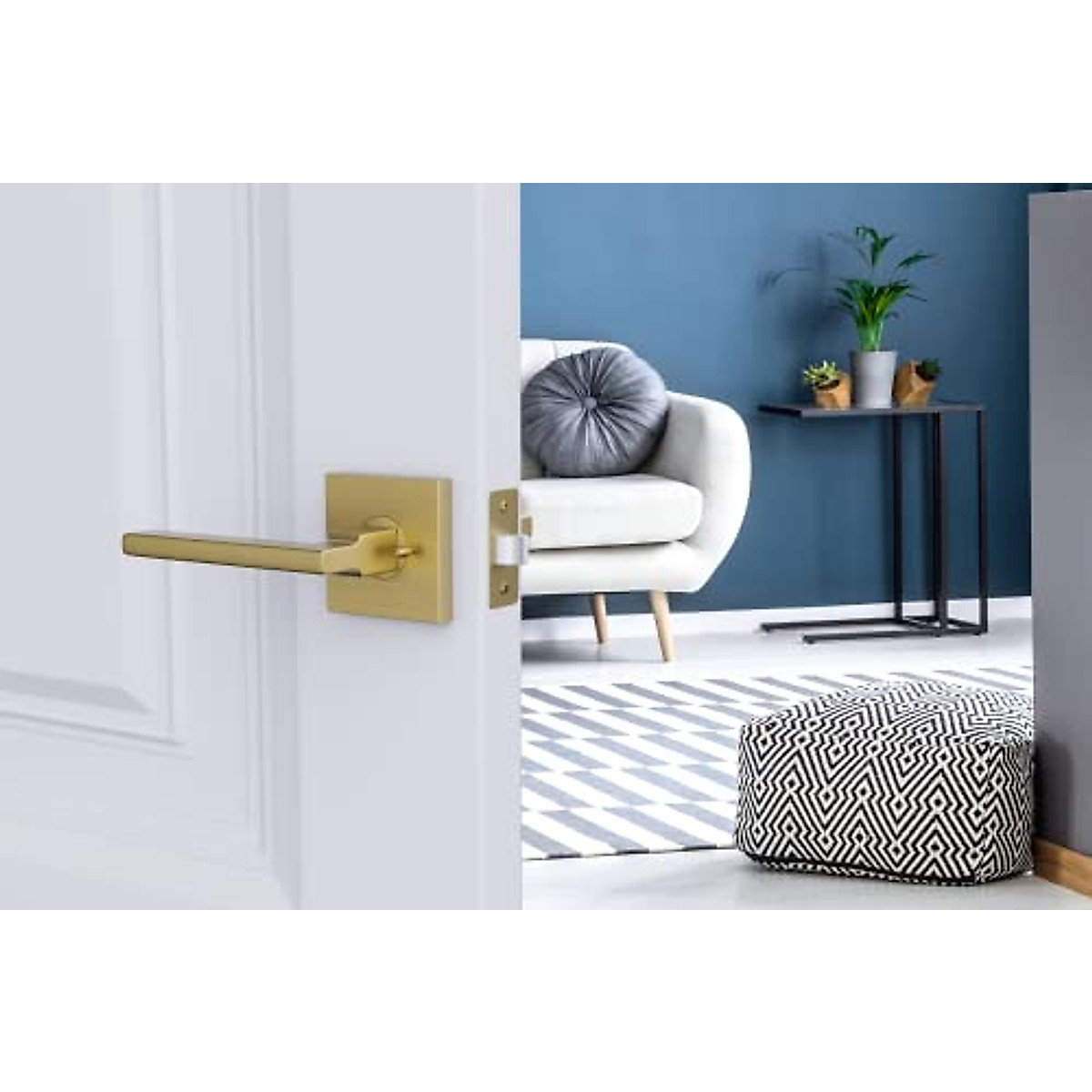 Avalon 0730 - Modern Gold/Satin Brass Door Handles Levers Hidden Screws Privacy/Passage in Brushed Gold/Satin Brass Finish