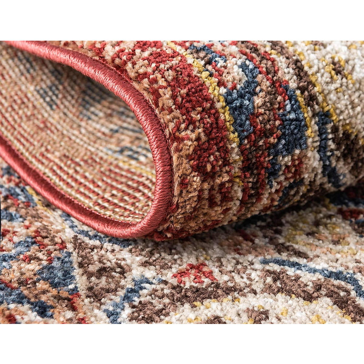 Unique Loom Utopia Collection Area Rug - Larissa (4' 1" Round, Terracotta/ Blue)