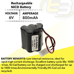 (3-Pack) Emergency/Exit Lighting Battery Fits and Replaces NIC0099, Lithonia ENB06006, Prescolite E1875-01-00E82082100ENB06006, Sanyo 100502SE, Schlumberger TU89UNIGUNVISUAL Reader