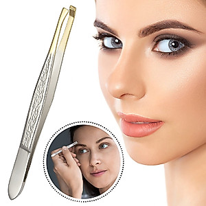 Tweezers Eyebrow Tweezers Facial Care Hair Small Hairs for Plucking Eyebrows Beards Eyebrow Clipper Eyebrow Tweezers Trimmer Semi Gold Thread Men Women (B)