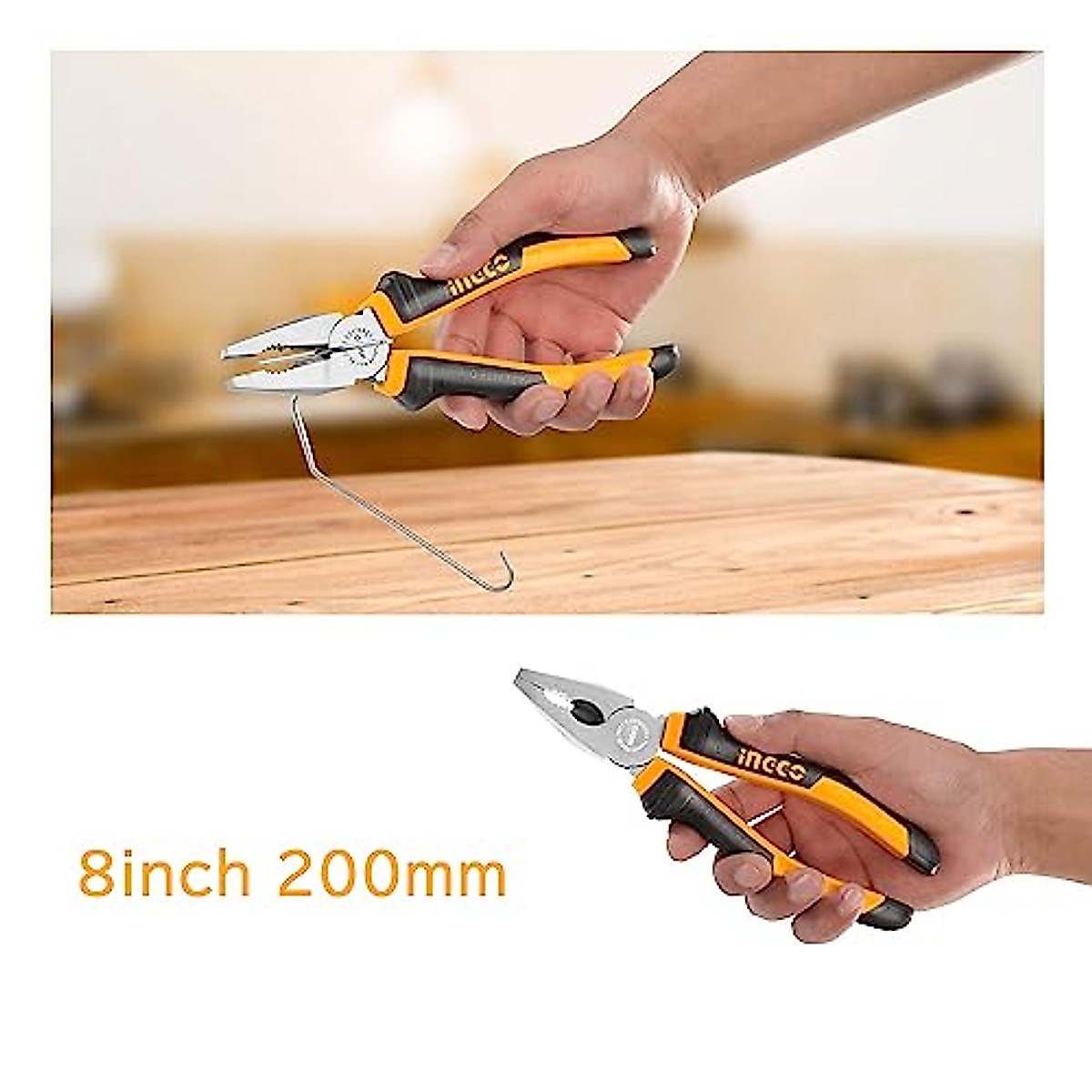 INGCO Pliers Tool Set, 3pcs Small Plier Set, 8 Inch Combination Pliers, 6 Inch Diagonal Cutting Pliers, 6 Inch Needle Nose Pliers HKPS08318
