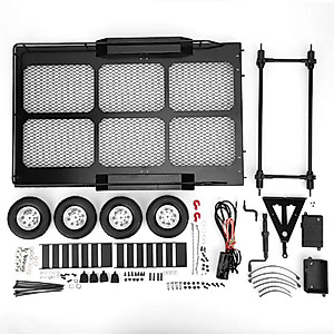 Bicaquu RC Trailer Car, Trail Car Trailer Accessory High Simulated Romote Control Trail Car, for Kids RC Crawler Car Children 1/10 RC Car