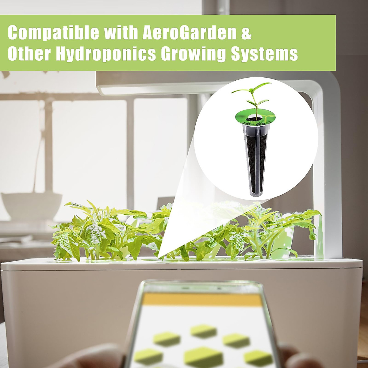 150Pcs Seed Pod Kit for Aerogarden, Anglecai Hydroponics Garden Accessories for Hydroponic Growing System, Grow Anything Kit with 50 Grow Sponge, 50 Pod Label, 24 Grow Basket, 24 Grow Dome, 2 Tweezers