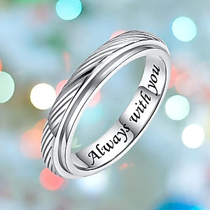 Anxiety Ring for Daughter Fidget Ring for Women - 925 Sterling Silver Rings for Teen Spinner Rings Jewelry for Women Men(Style1 Size8)