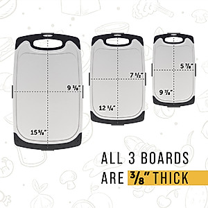 [3-Pack] Mess-Free Meal Prep Chopping Board Set – Food Grade Plastic Board for Safe Meal Prep – Sturdy Cutting Boards for Kitchen Dishwasher Safe – All-Purpose Cutting Board Set with Holder