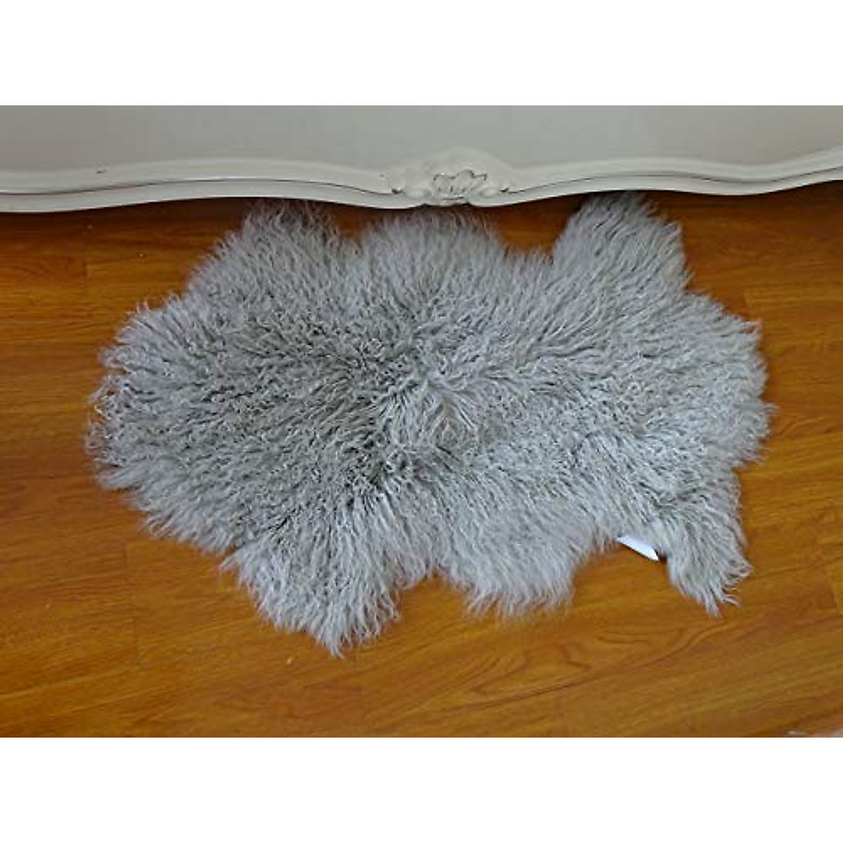 February Snow Deluxe Home Decorative Curly Fur Soft Plush 100% Real Genuine Mongolian (Tibetan) Lamb Wool Rug/Carpet/ (Grey)