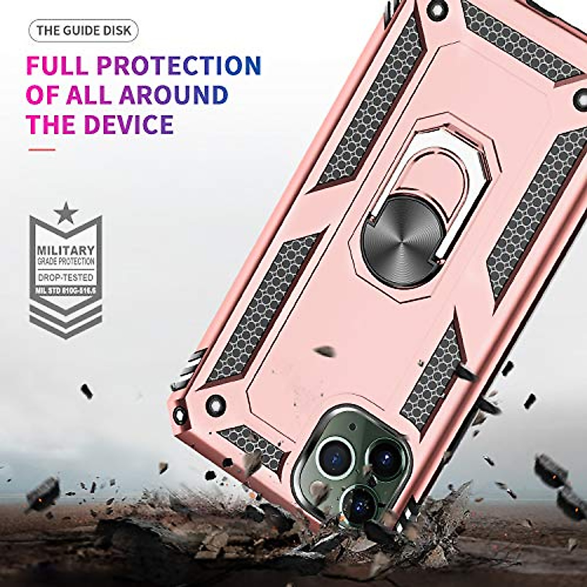 LeYi Compatible for iPhone 12 Pro Max Case with [2 Pack] Tempered Glass Screen Protector and Camera Lens Protector for Women Men, Military-Grade Phone Case for iPhone 12 Pro Max, Rose Gold