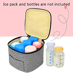 Luxja Breast Pump Tote with A Breastmilk Cooler Bag (Hold Four 5 Ounce Breastmilk Bottles) Bundle, Gray