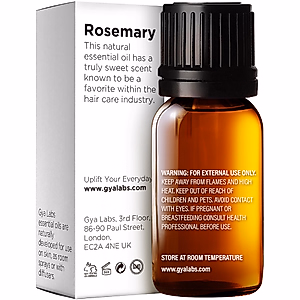 Gya Labs Rosemary Essential Oil for Hair - 0.34 Fl Oz - 100% Pure Natural Rosemary Oil for Diffuser, Skin, Scalp, Aromatherapy & Candle Making Scent