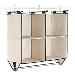 Whitmor 4-Section Closet W/Rod Organizer, Canvas