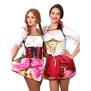 4 Pcs Oktoberfest Apron Oktoberfest Costumes Women German Dirndl Aprons Female Oktoberfest Outfit Waitress Novelty Dresses Oktoberfest Party Decorations for Kitchen Outdoor Cooking BBQ Party Supplies