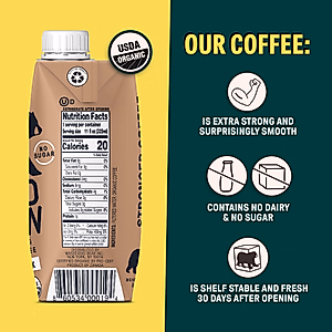 Wandering Bear Organic Straight Black Cold Brew Coffee On-the-Go, Iced Coffee, 11 fl oz, 1 pack - Extra Strong, Smooth, Organic, Unsweetened, Shelf-Stable, Ready to Drink, Cold Coffee, Cold Brewed Coffee