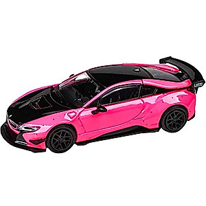 i8 Liberty Walk Hot Pink and Black 1/64 Diecast Model Car by Paragon PA-55150