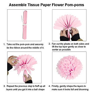 25PCS Tissue Paper Pom Poms Pink Paper Flowers DIY Paper Craft Decorations for Baby Shower Party Decorations, Birthday Party, Wedding Decor, Valentines Day, Bridal Shower Decorations-Pink mix