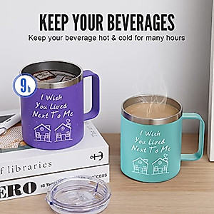 NOWWISH I Wish You Lived Next Door Mug - Birthday Gifts for Women Friendship, Best friend, Long Distance, Female, BFF - Purple