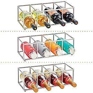 mDesign Stackable, Metal Geometric Free-Standing Water Bottle and Wine Rack Storage Organizer for Kitchen Countertops, Pantry, Fridge - Holds 8 Bottles - 2 Pack - Chrome
