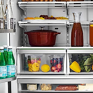 Z Line Kitchen and Bath ZLINE 36" Autograph Edition 22.5 cu. ft Freestanding French Door Refrigerator with Ice Maker in Fingerprint Resistant Black Stainless Steel with Gold Accents (RFMZ-36-BS-G)