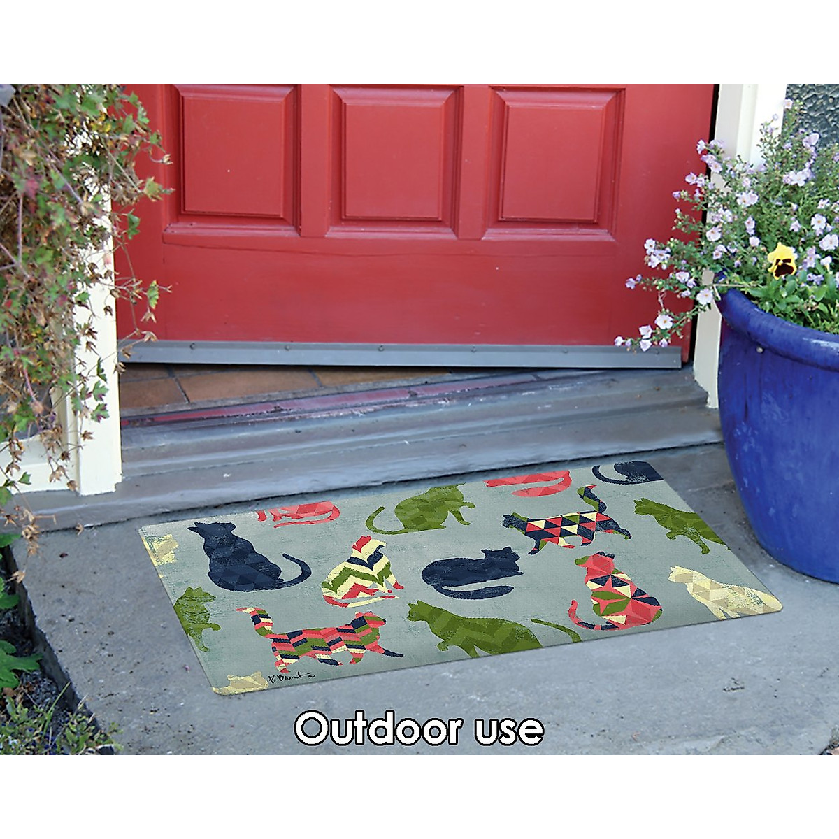 Toland Home Garden 800318 Cat Pattern Kitty Door Mat 18x30 Inch Outdoor Doormat for Entryway Indoor Entrance