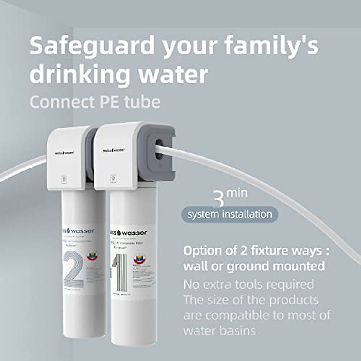 Weiss Wasser Ultra-Filtration Under Sink Water Filter, Reduces Lead, Chlorine, Bad Taste & Odor, Under Counter Water Filter Direct Connect to Kitchen Faucet, with Dedicated Faucet,WU2.SH01
